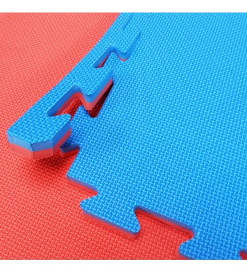 Tapis Puzzle Emboîtable Réversible Bleu/Rouge 2 cm | Tatami-Store