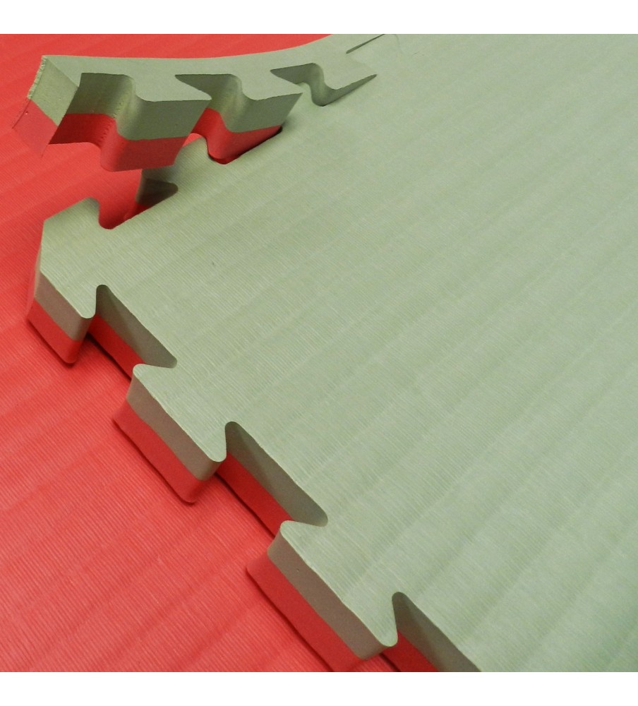 Tapis Puzzle Emboîtable Réversible Vert/Rouge 4 cm | Tatami-Store