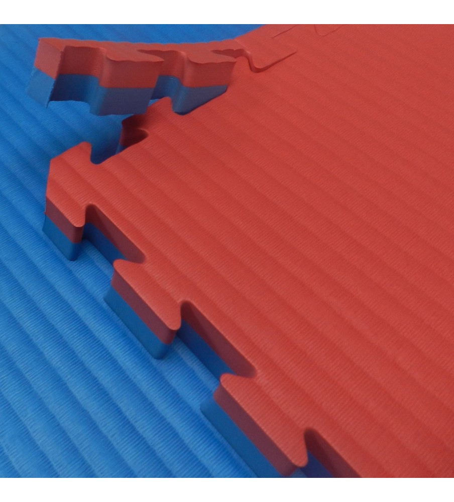 Tapis Puzzle Emboîtable Réversible Bleu/Rouge 4 cm | Tatami-Store