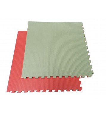 Tapis Puzzle Emboîtable Réversible Vert/Rouge 4 cm | Tatami-Store