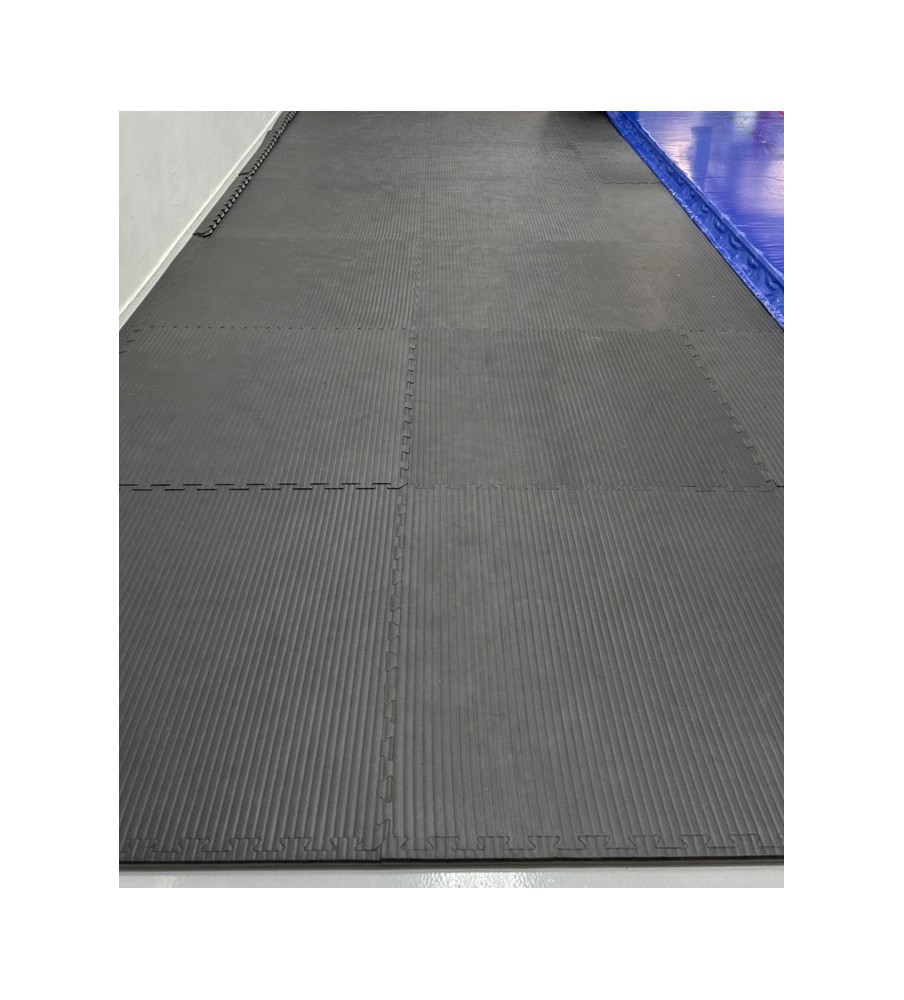 Tapis Puzzle Emboîtable Réversible Noir/Gris 4 cm | Tatami-Store