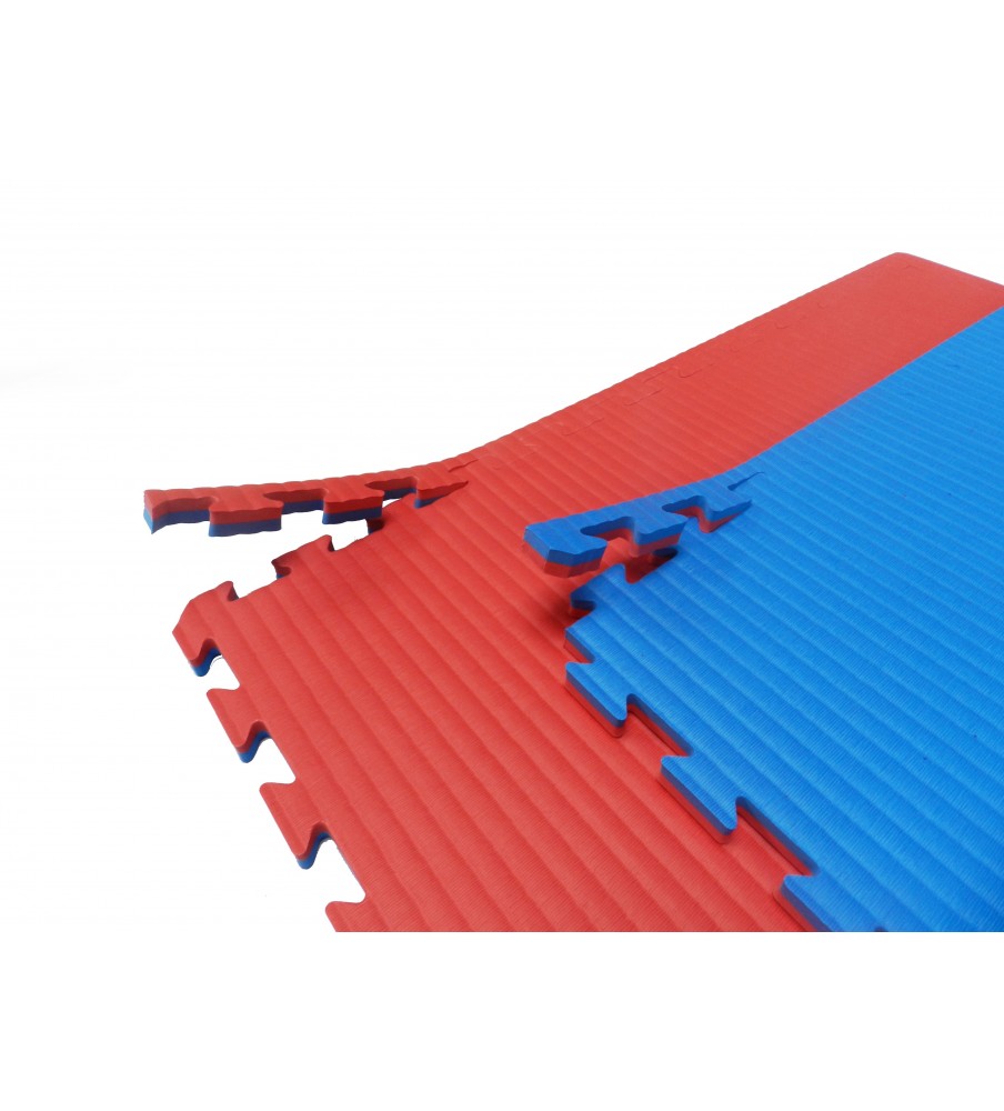 Tapis Puzzle Emboîtable Réversible Bleu/Rouge 2 cm | Tatami-Store