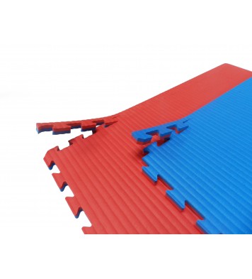 Tapis Puzzle Emboîtable Réversible Bleu/Rouge 2 cm | Tatami-Store